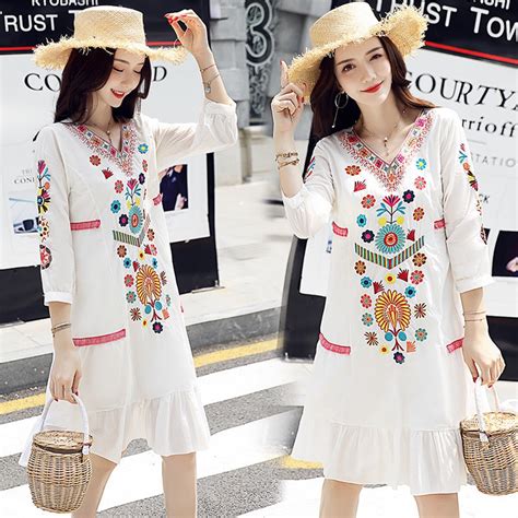 มินิเดรสสไตล์โบฮีเมียน เดรสปักลาย Shopee Thailand