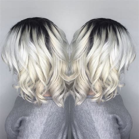 Pin By Jennifer Beaton On Hair White Blonde Hair Black Roots Blonde