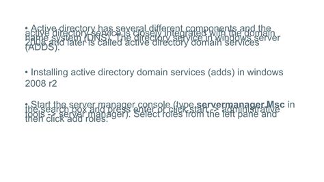 Installing Active Directory Addsspptx