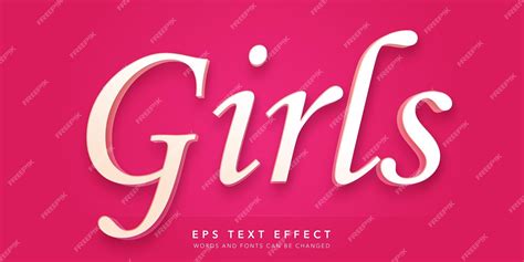 Premium Vector Girls 3d Editable Text Effect