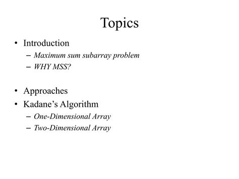Maximum Sum Subarray Pptx