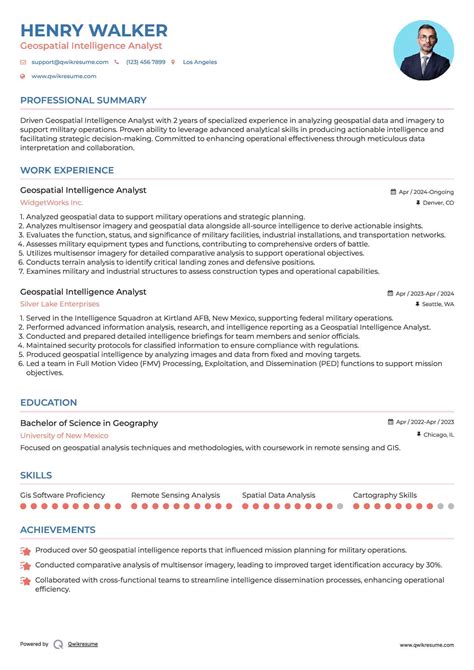 10 Geospatial Intelligence Analyst Resume Samples And Templates For 2025