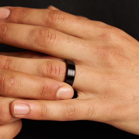 Black Mens Bevelled Wedding Ring 8mm Tungsten Craftd
