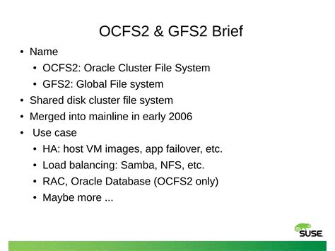 Comparison Between Ocfs2 And Gfs2 Odp