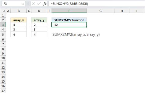 How To Use The SUMX2MY2 Function