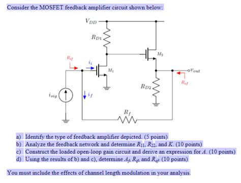 Consider The Mosfet Feedback Amplifier Circuit Shown Below A Identif