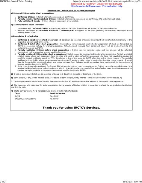 Irctc Ltd Booked Ticket Printing Pdf