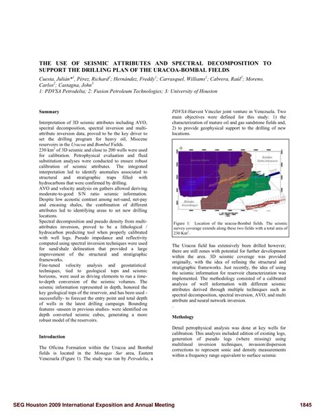Pdf The Use Of Seismic Attributes And Spectral Decomposition To Support The Drilling Plan Of