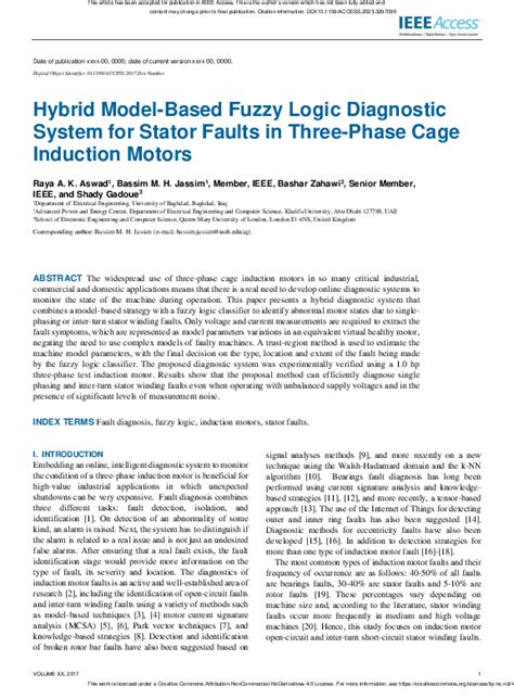 Pdf Hybrid Model Based Fuzzy Logic Diagnostic System For Stator