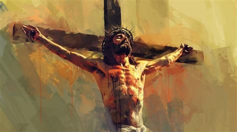 Premium Photo Jesus Christ On The Cross Digital Painting Artwork