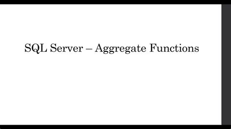 Aggregate Function In Sql Min Function Sql Tutorial For Beginners Youtube