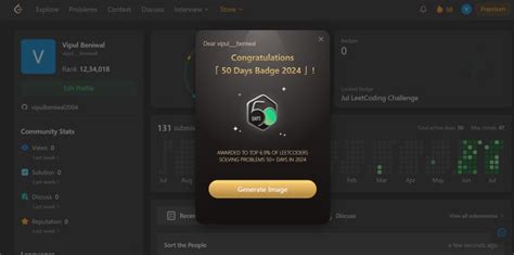 Vipul Beniwal On Linkedin Leetcode Coding Programming Achievement