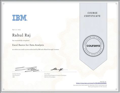 Dataanalytics Excel Ibm Coursera Datascience Learningjourney Rahul Raj