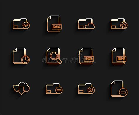 set line cloud download document folder with minus and check mark