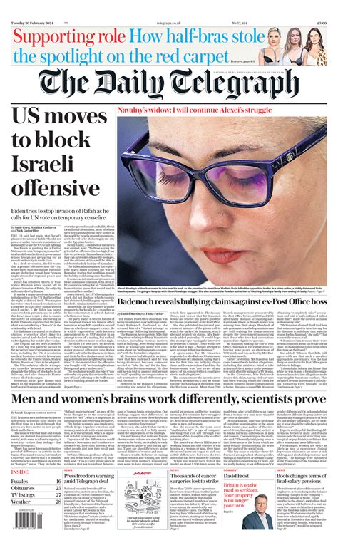 daily telegraph front page 20th of february 2024 tomorrow s papers today