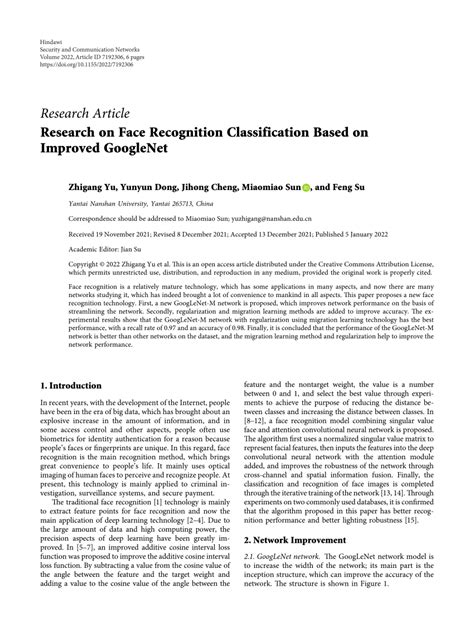 Pdf Research On Face Recognition Classification Based On Improved