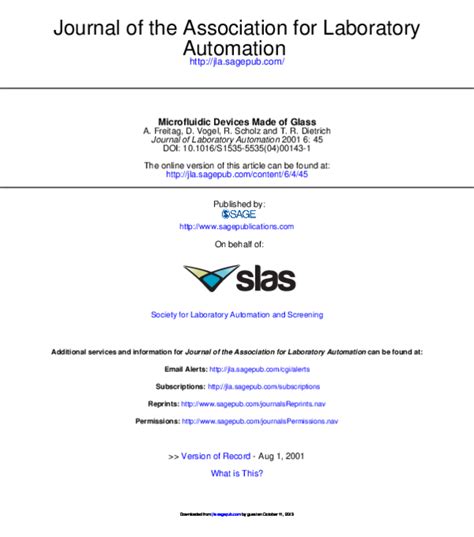 Pdf Innovative Microfluidic Glass Devices In Microtechnology