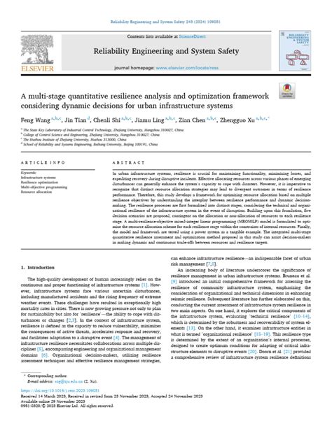 A Multi Stage Quantitative Resilience Analysis And Opti 2024 Reliability Eng Pdf System