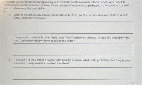 Solved [ 3 Points] Duchenne Muscular Dystrophy A Sex Linked
