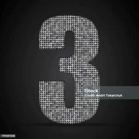 벡터 스팽글 번호 3 실버 도트의 반짝이 글꼴 모양입니다 3에 대한 스톡 벡터 아트 및 기타 이미지 3 개념 교육