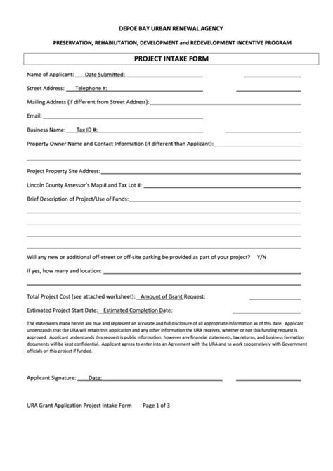 Project Intake Form Template Word