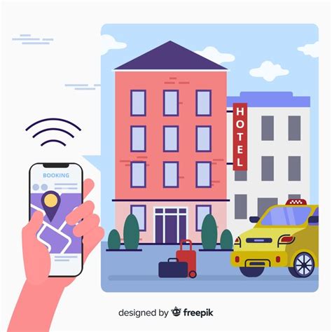 플랫 호텔 예약 신청 배경 무료 벡터