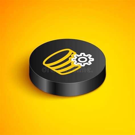 Isometric Line Setting Database Server Icon Isolated On Yellow Background Database Center