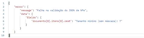 como resolver falha na validação do json de nfe nfce central de