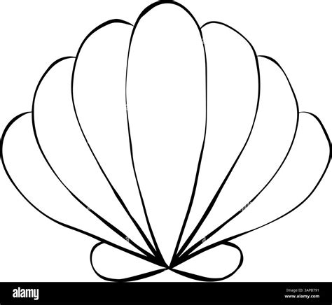 Shell Vector Graphic Line Ink Icon Isolated Illustration Scallop