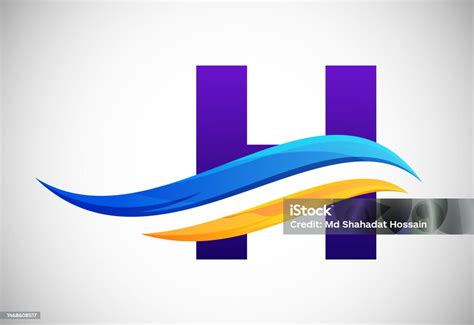 Swoosh 또는 바다 파도 기호 디자인이 있는 초기 H 알파벳 기업 비즈니스 아이덴티티에 대한 그래픽 알파벳 기호 0명에 대한