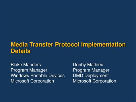 PPT Media Transfer Protocol Implementation Details PowerPoint Presentation ID 251911