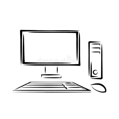 Desktop Pc With Keyboard And Mouse Vector Illustration Stock Vector Illustration Of Black