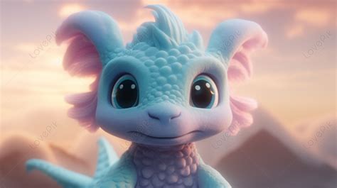 파란 아기 용의 3d 모델 3차원 배경 3d 배경 아기 배경 이미지 Hd 3차원 3d 아기 배경 사진 무료 다운로드 Lovepik