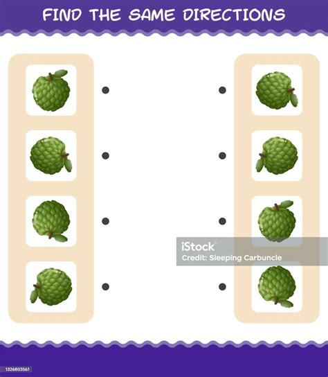 커스터드 사과의 동일한 방향을 일치합니다 일치하는 게임 사전 쇼올 년 어린이와 유아를위한 교육 게임 0명에 대한 스톡 벡터 아트 및 기타 이미지 Istock