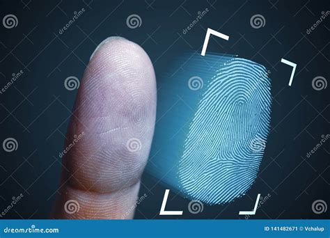 Finger Biometric Scanner With Blurry Finger On Yellow Machine Stock Image