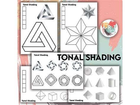 Tonal Shading Practice Worksheets 2d And 3d Shapes Teaching Resources