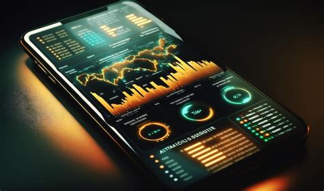 Premium Photo Smart Phone Application Displaying Business Graph And Analysis Data Showcasing