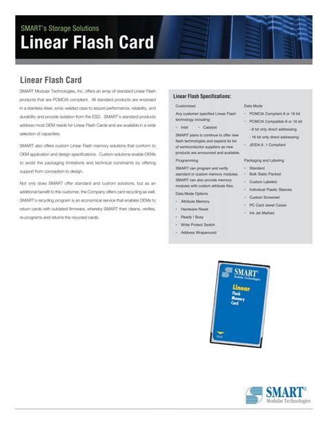 Linear Flash Card Smart Modular Technologies Inc