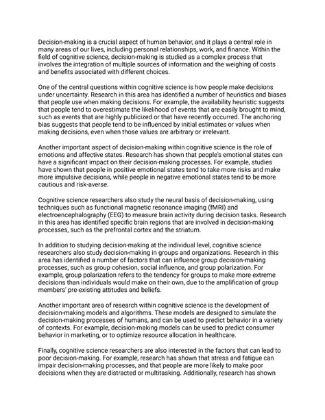 Decision Making Lecture Notes Decision Making Is A Crucial Aspect Of Human Behavior And It