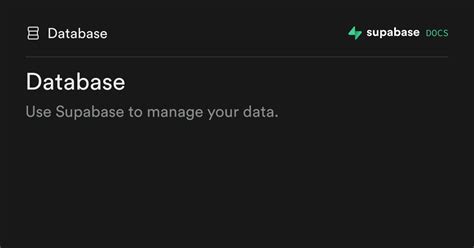 database supabase docs