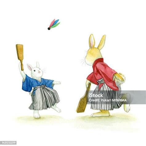 떡을 만드는 두 마리의 토끼 0명에 대한 스톡 벡터 아트 및 기타 이미지 0명 귀여운 기모노 Istock