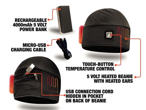 Actionheat Rechargeable Battery Heated Beanie Hat Electric Socks