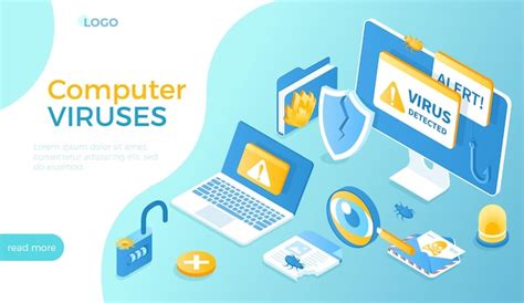 Premium Vector Computer Viruses Monitor And Laptop With Alert