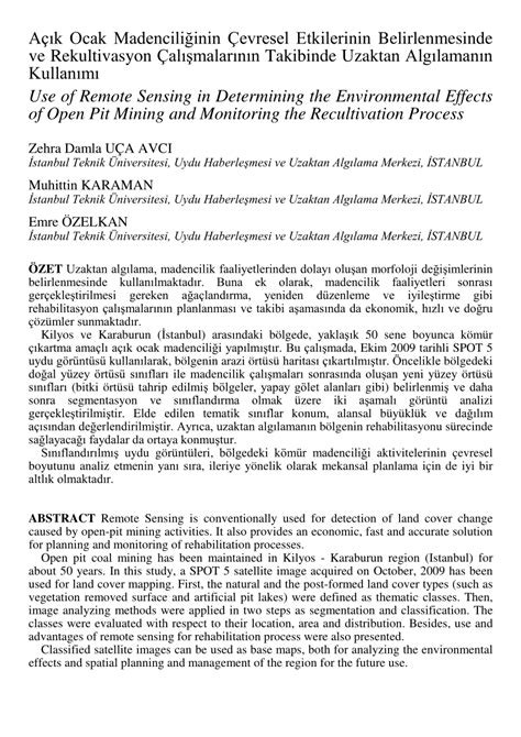 Pdf Use Of Remote Sensing In Determining The Environmental Effects Of