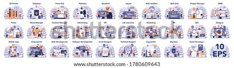 Big Profession Set Programmer Write Software Stock Vector Royalty Free