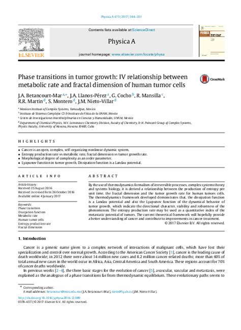 Pdf Phase Transitions In Tumor Growth Iv Relationship Between Metabolic Rate And Fractal