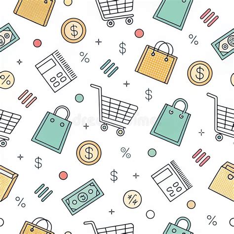 Shopping Pattern Background Stock Illustration Illustration Of