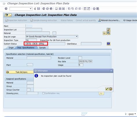 Solved No Inspection Plan Could Be Found Sap Community