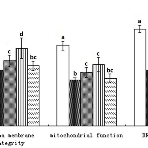 Plasma Membrane Integrity Mitochondrial Function And Dna Integrity Of Download Scientific