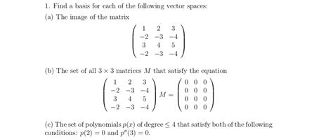 solved 1 find a basis for each of the following vector